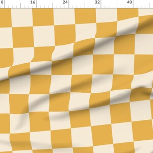 Retro Yellow Check Upholstery Fabric- Mustard Yellow Check by Emily ...