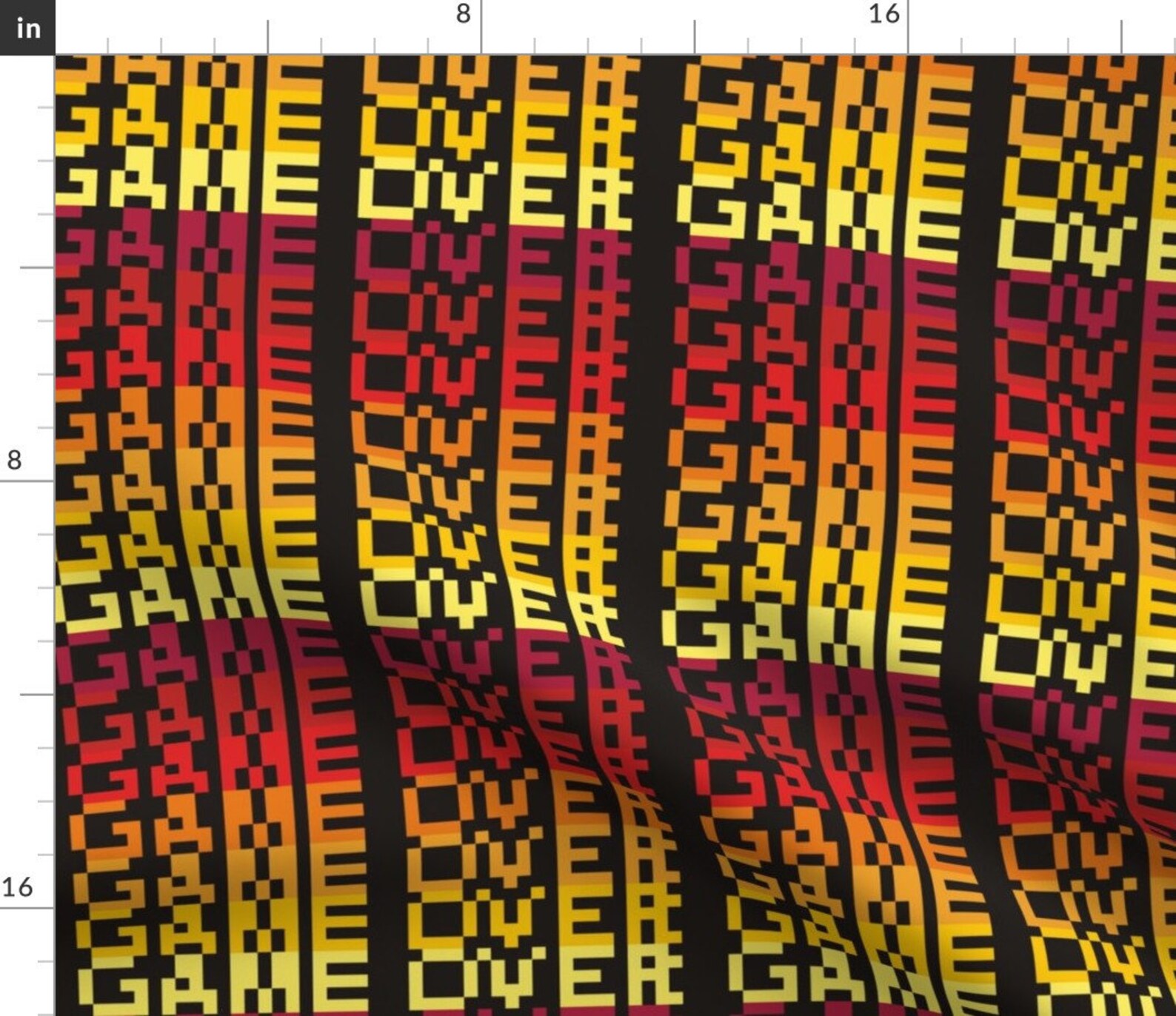 Byte Fabric 8-bit Game Over Firey by Pennyroyal Byte - Etsy