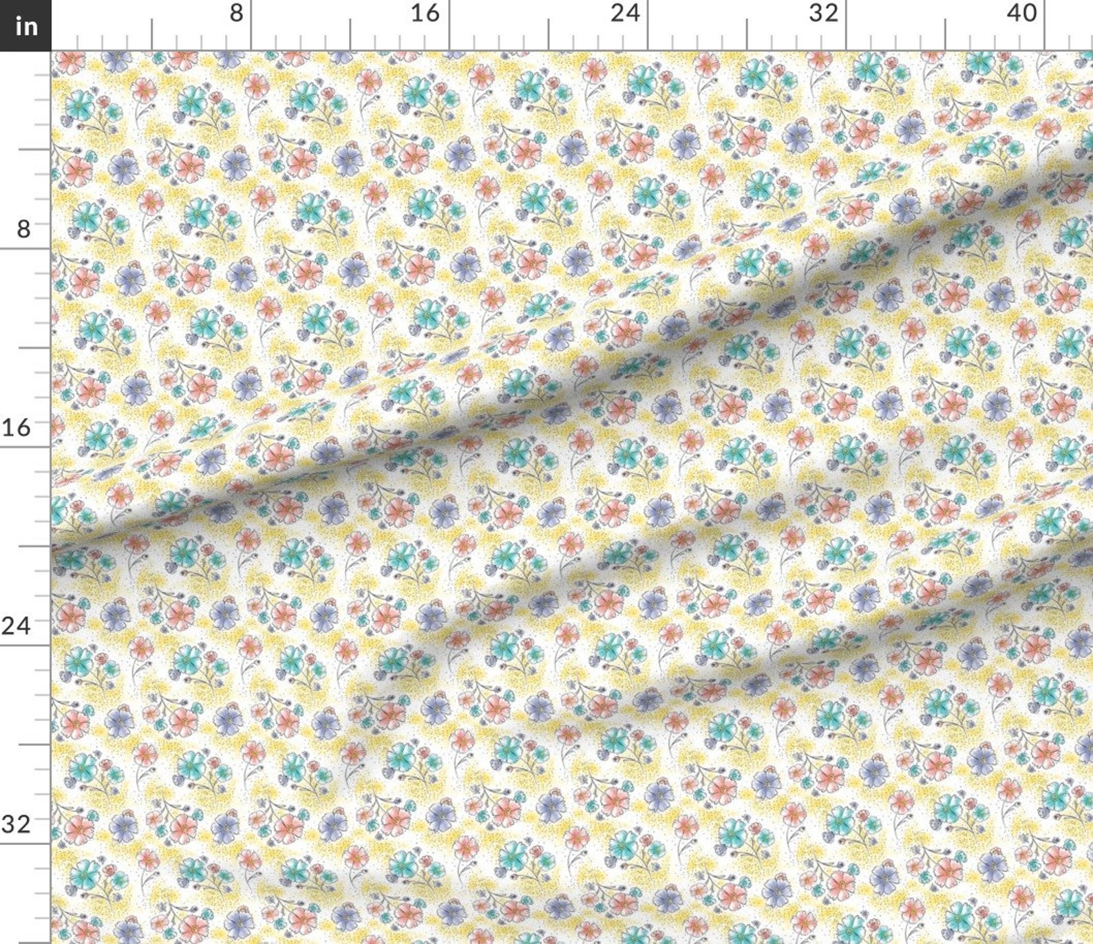 Floral Fabric Brilliant Blooms Vintage Watercolor Floral - Etsy