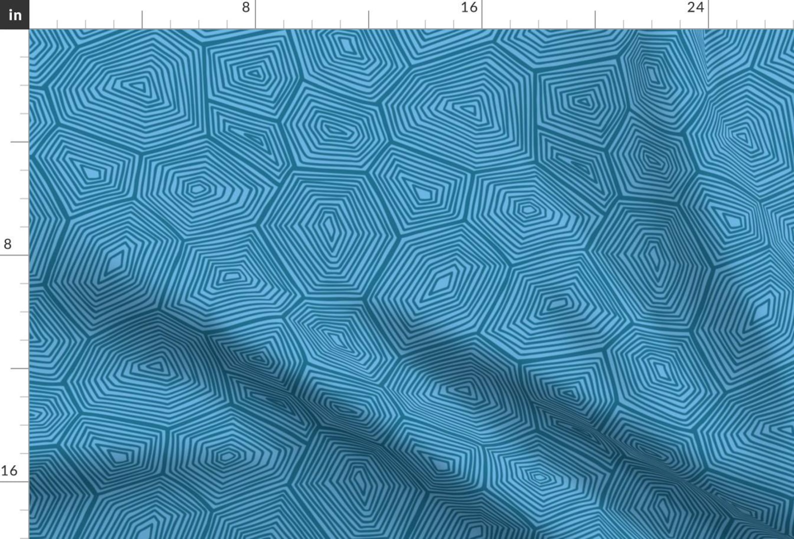 Turtle Shell Blue Geometric Fabric - Turtle Shell by Yuliia Studzinska ...