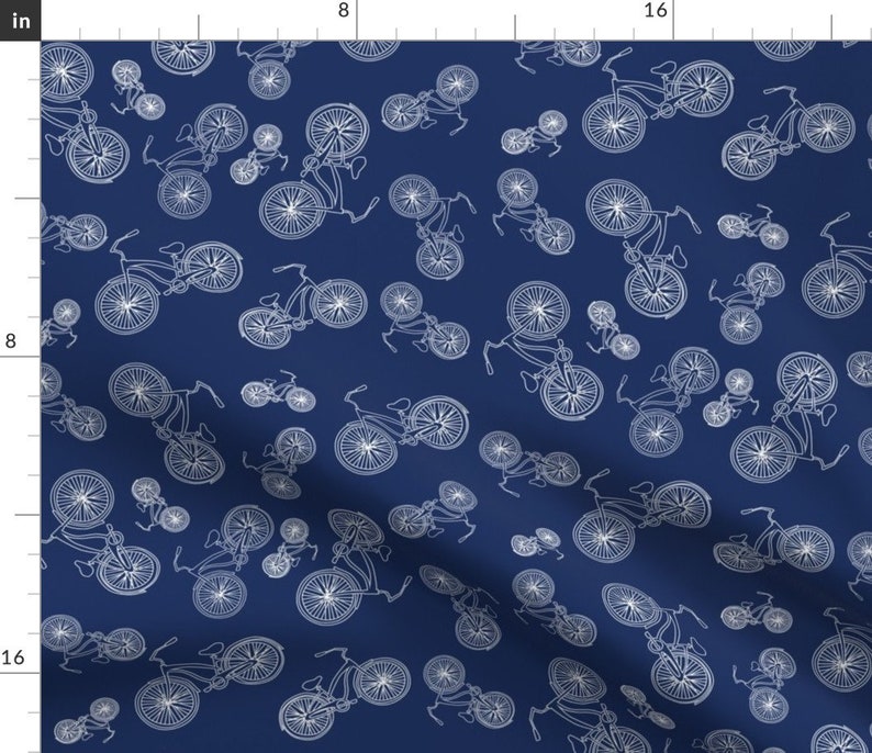 Bikes Fabric Blue Bicycles by Annaboo Bike Bicycle Cycle - Etsy