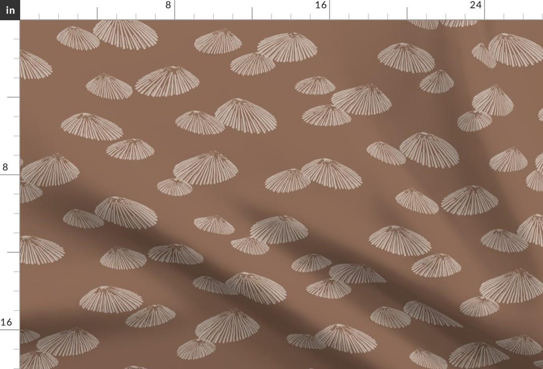 Brown Fabric - Brown Seashells by Kolekine - Sea Hawaii Seashells Ocean ...