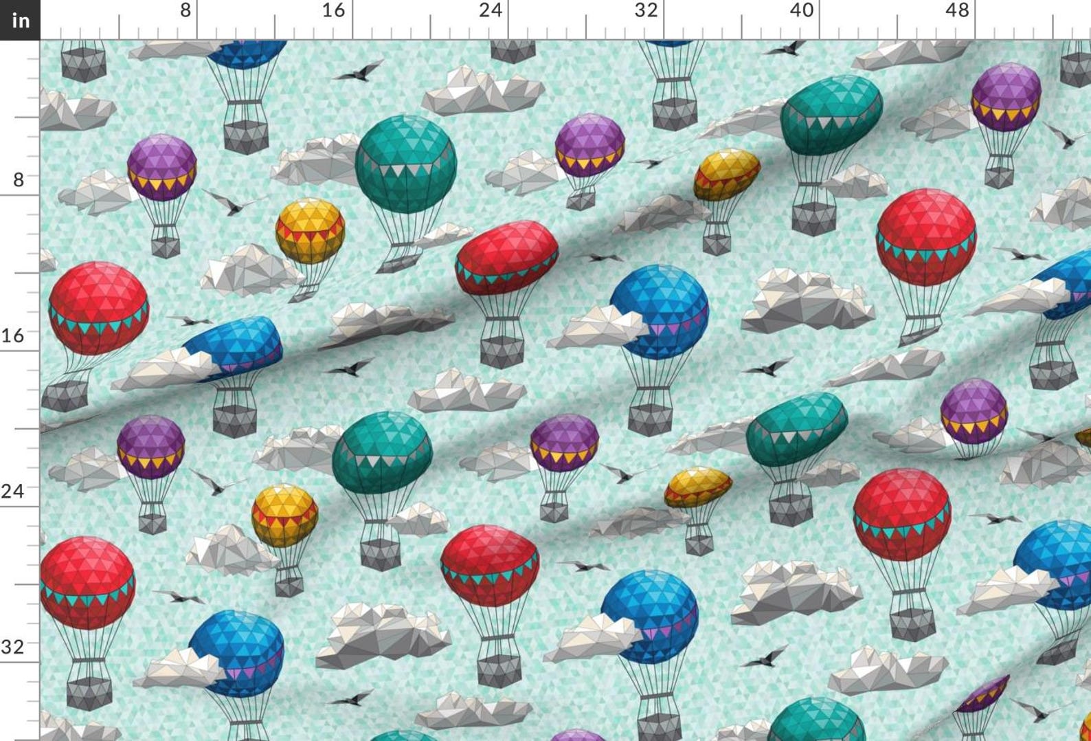Sky Fabric - Geometric Geodesic Skies by Juliesfabrics Colorful Hot Air ...