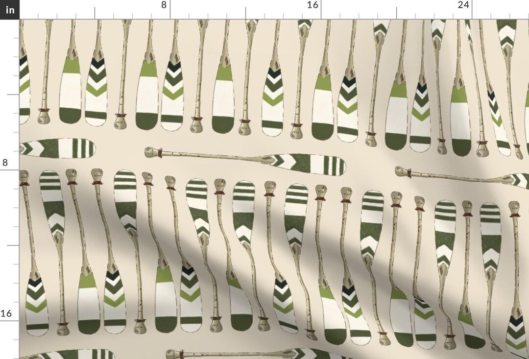 Canoe Paddles Fabric - Vintage Paddles by Kelleymareedesign - Tan and ...