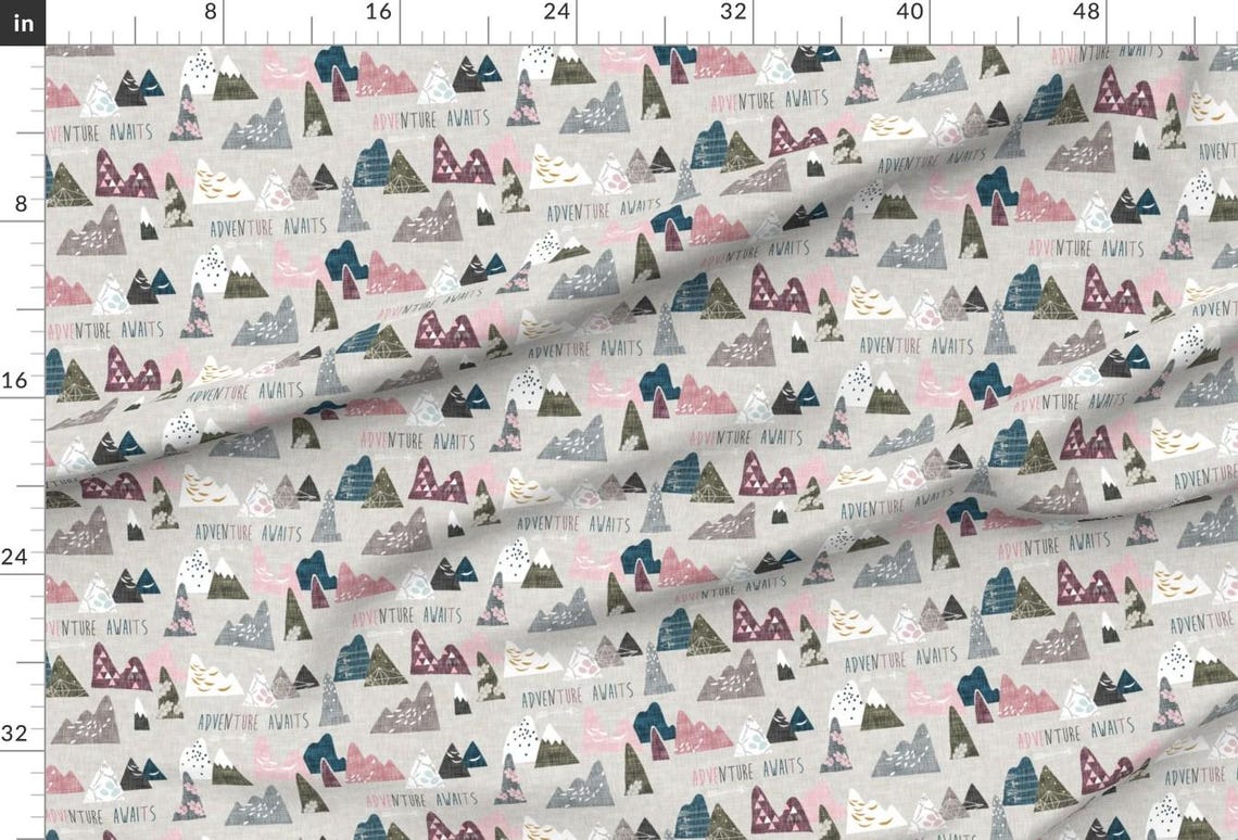 Mountain Fabric - Adventure Awaits (regular) (plum) by Nouveau Bohemian ...