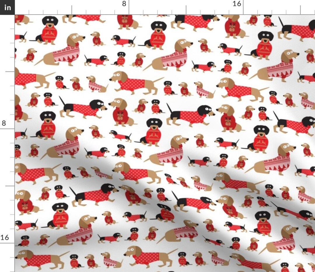 Holiday Dachshund Fabric Dachshunds Christmas Sweaters by ...
