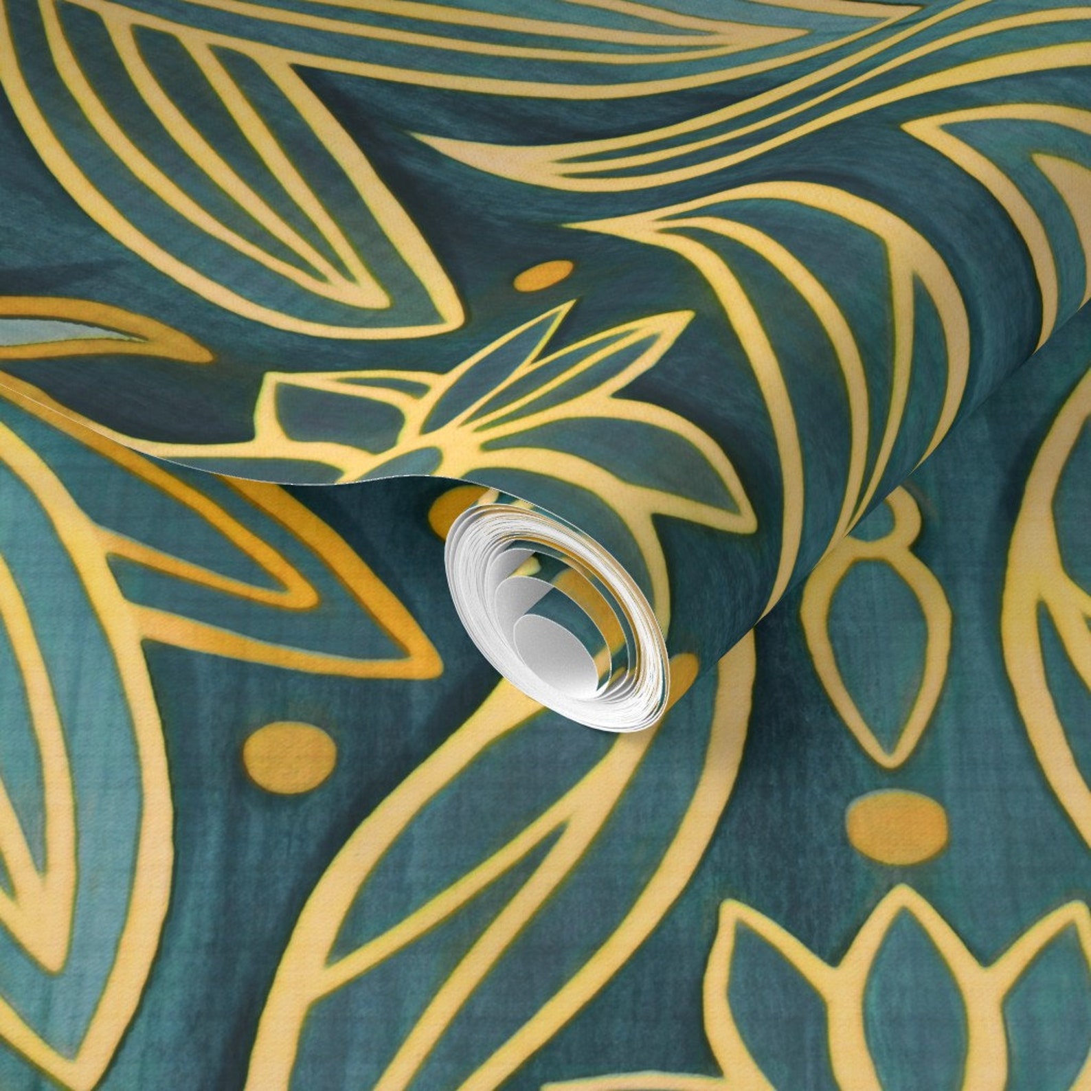 Rococo Wallpaper Rococo Yellow Enamel Art Deco by Tigatiga - Etsy