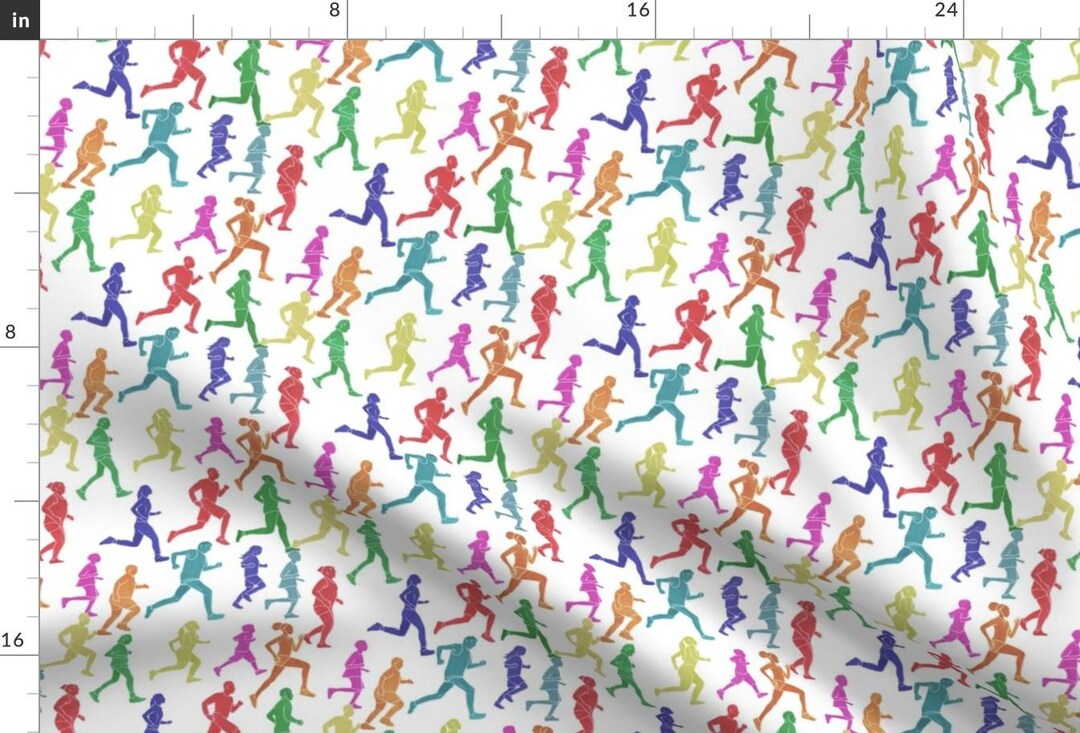 Rainbow Runners Fabric - Rainbow Runners by Landpenguin - Running ...