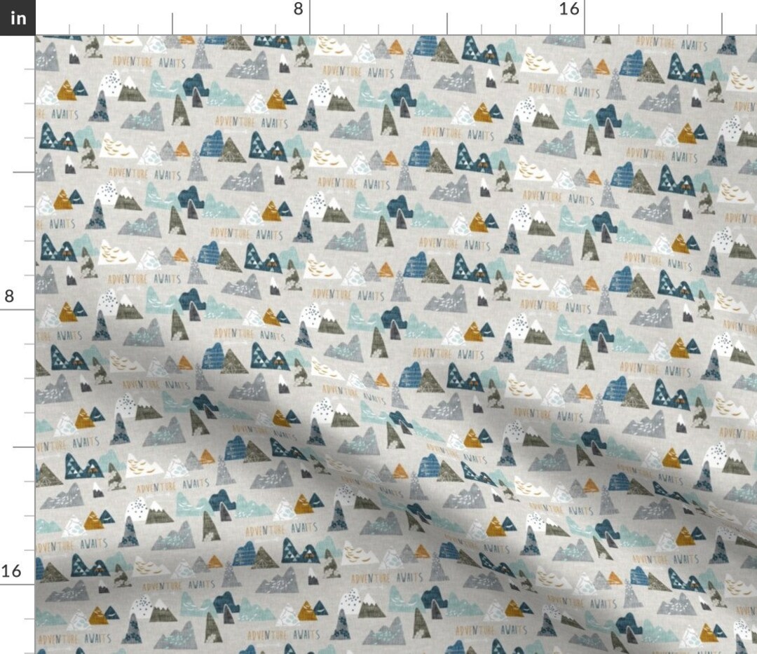 Mountains Fabric Adventure Awaits earth Micro by Nouveau Bohemian ...