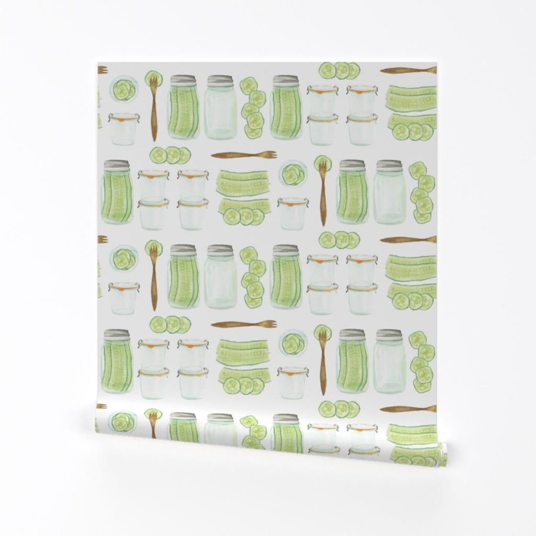 Pickles Wallpaper - Pickles by Jillbyers - Pickles Green White Jars ...