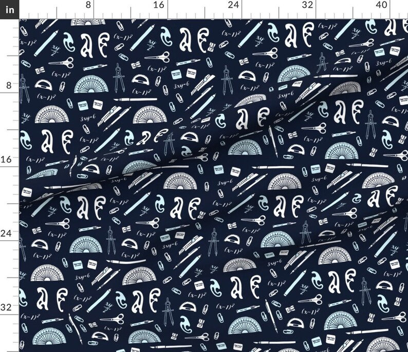 Maths Accessories Fabric Math Theme Fabric by Kapotka - Etsy