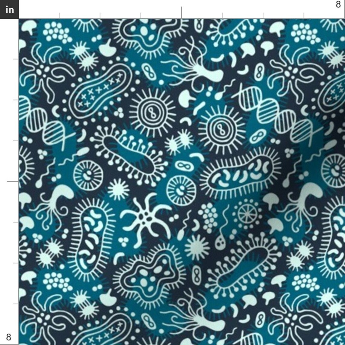 Cells and Germs Fabric Microbes Ditsy by Heleen Vd Thillart | Etsy