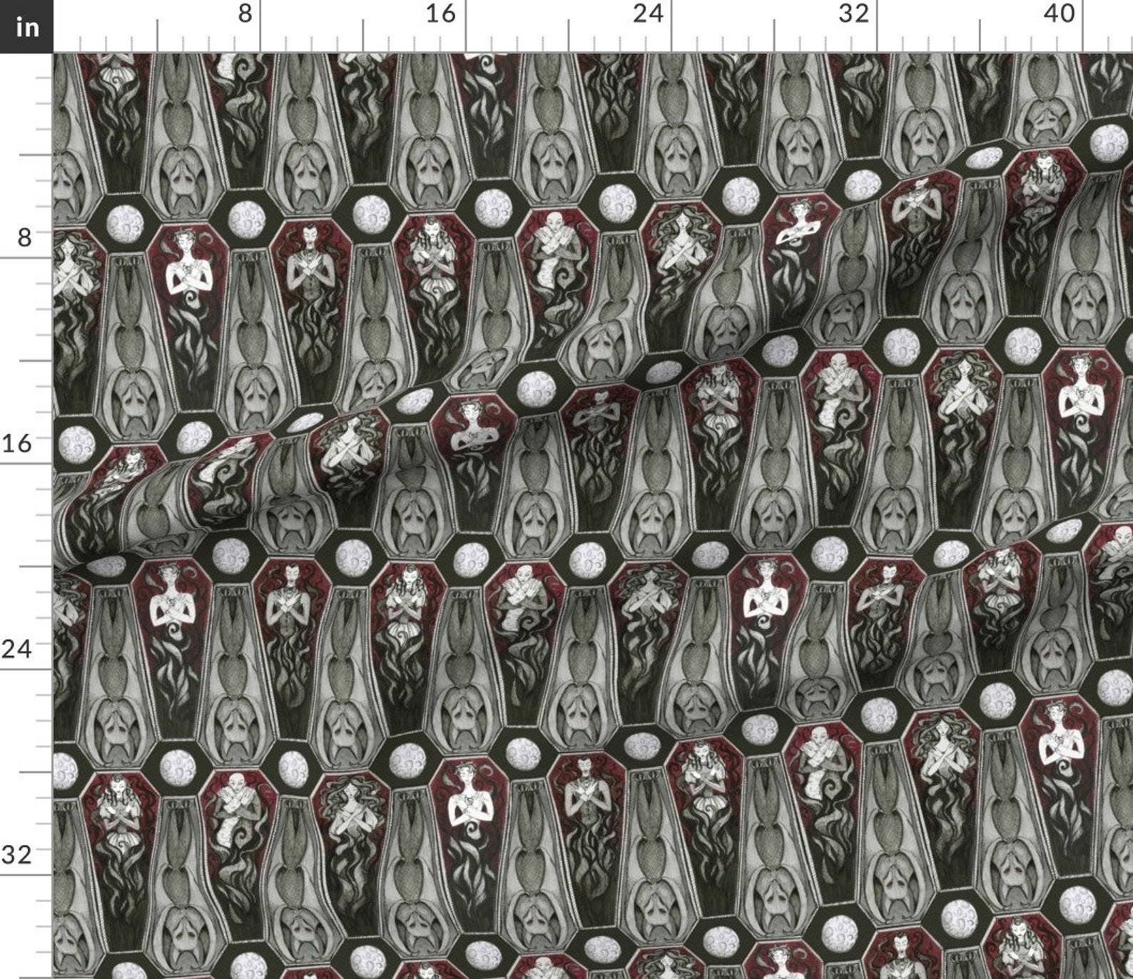 Sleeping Vampires Fabric the Undead Abed by Ceanirminger - Etsy