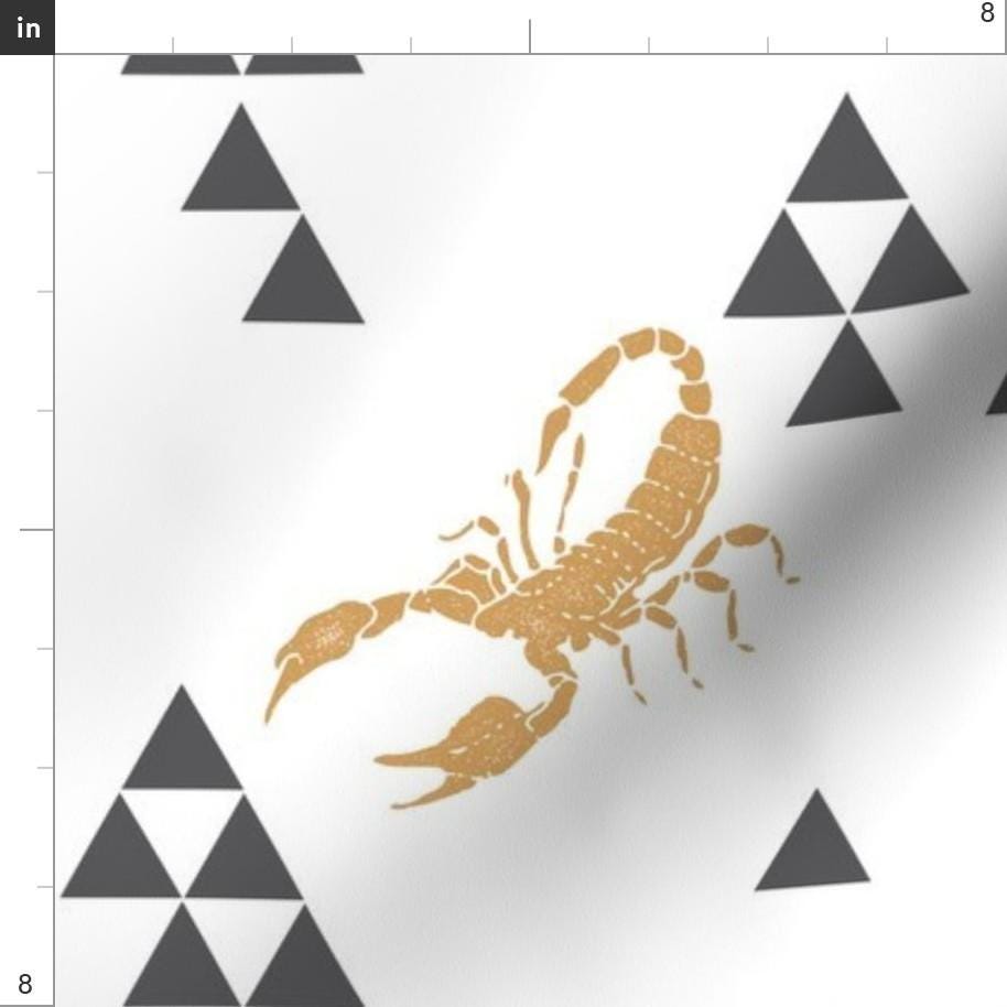 Scorpion Fabric - Geometric Scorpion in Gold by Bella Modiste - Desert ...
