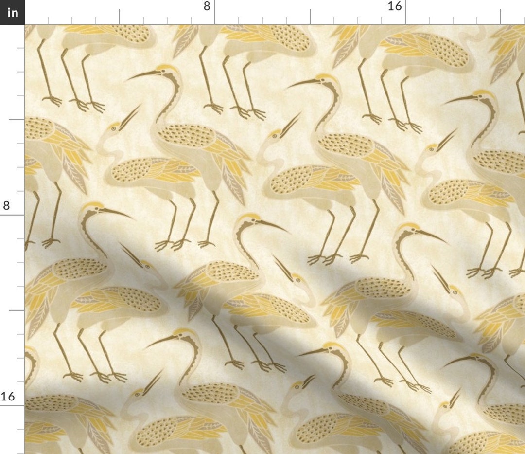 Vintage Cranes Fabric Art Deco Cranes by Shellyturnerdesigns - Etsy