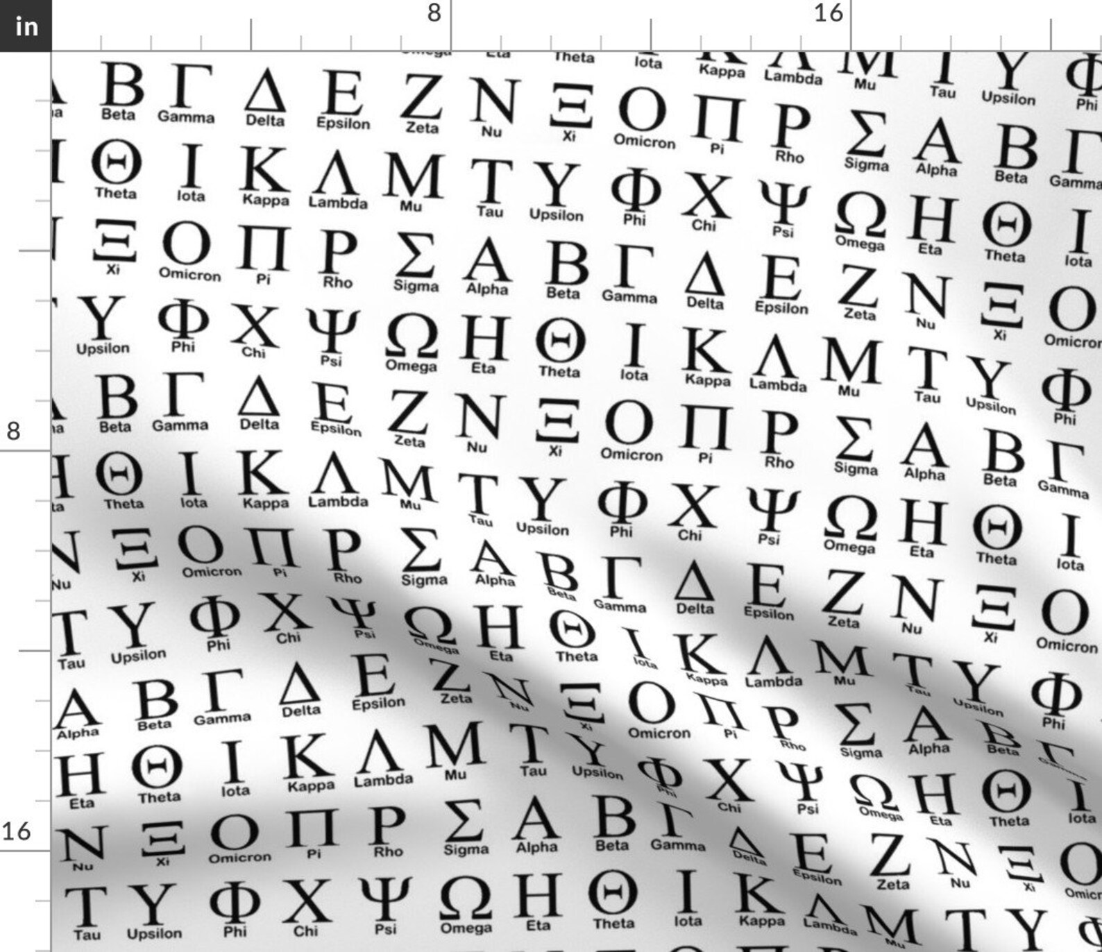 Greek Alphabet Typography Gray White Fabric Greek Alphabet - Etsy