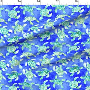 Watercolor Sea Turtles Fabric - Green Sea Turtle Hidden Honolulu by ...