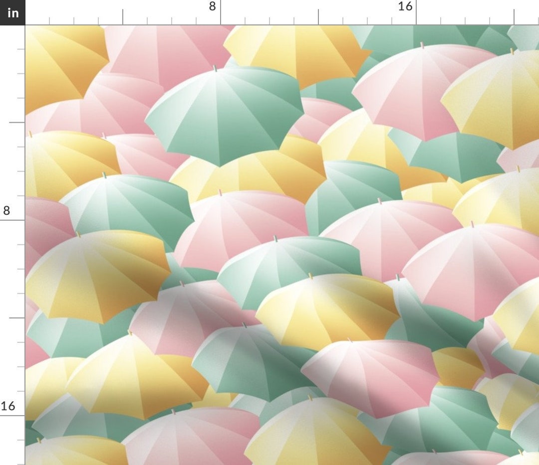 Spring Umbrellas Fabric Rainy Spring Rush-hour by Weavingmajor Spring ...