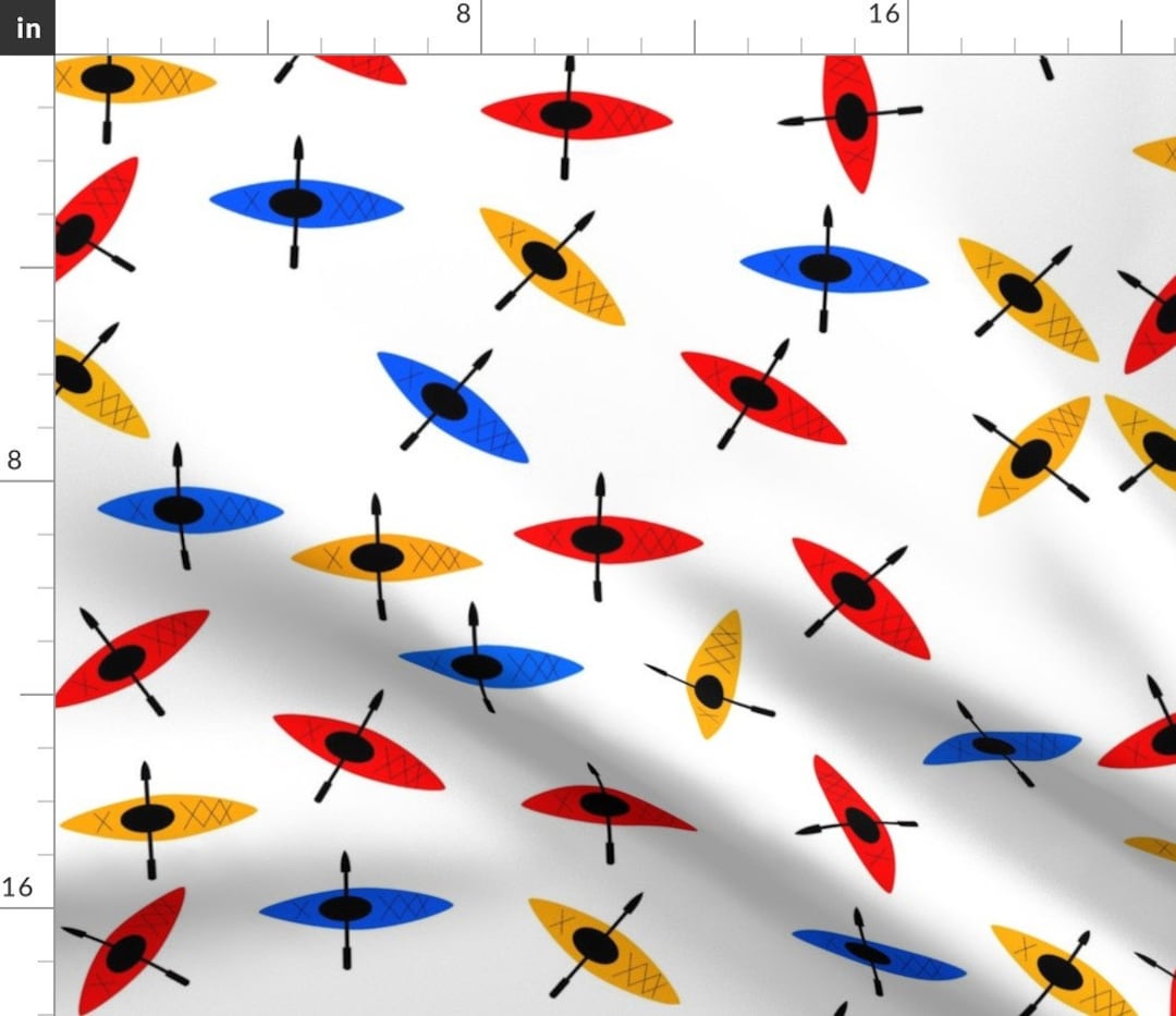 Kayaker Fabric Colorful Kayaks by Hot4tees Bgyahoo Com Mod Retro Kayak ...