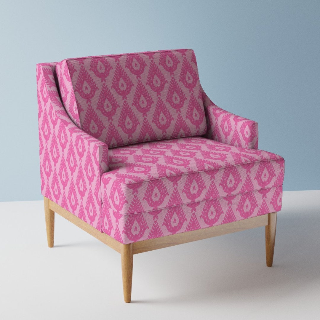 Bright Pink Ikat Upholstery Fabric Tear Drop Ikat by Lisakling Damask ...
