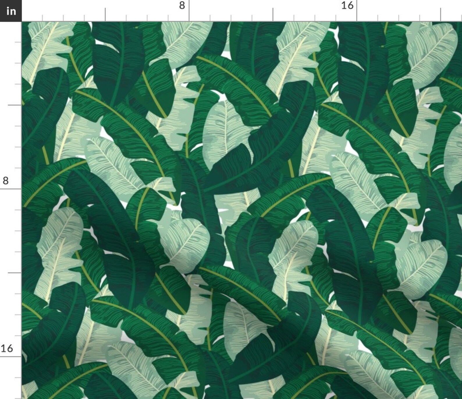 Green Leafy Layers Fabric Classic Banana Leaves in Palm - Etsy