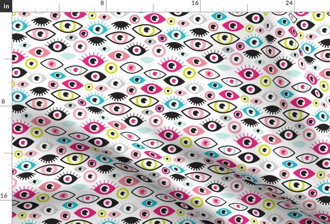 Eyes Fabric Beautiful Eyes Retro Eye Lash and Love Wink Retro by ...