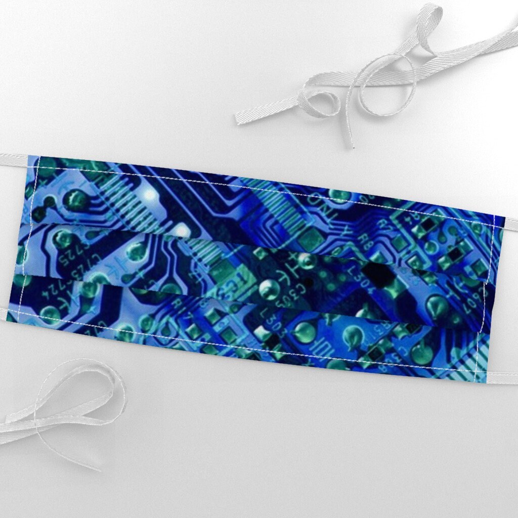 Computer Fabric Circuit Board Blue by Craftyscientists | Etsy