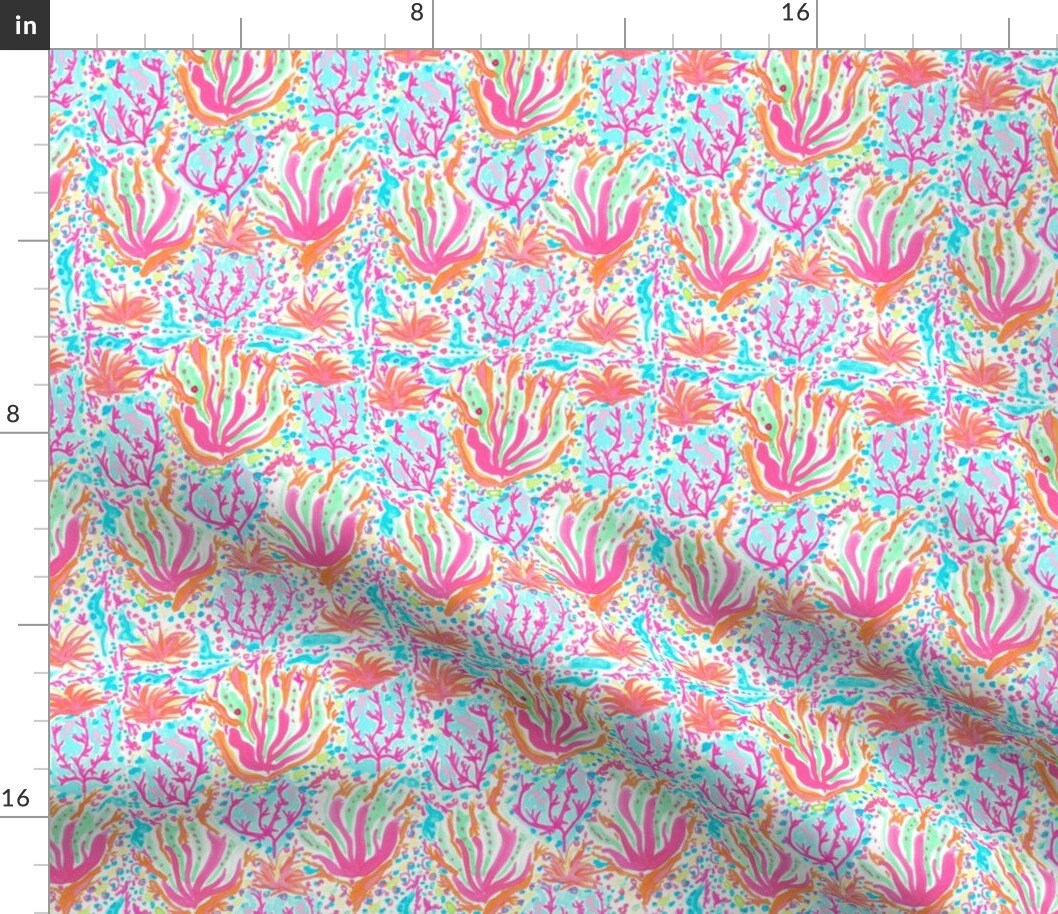 Watercolor Coral Reef Fabric Cuban Coral Cove by - Etsy