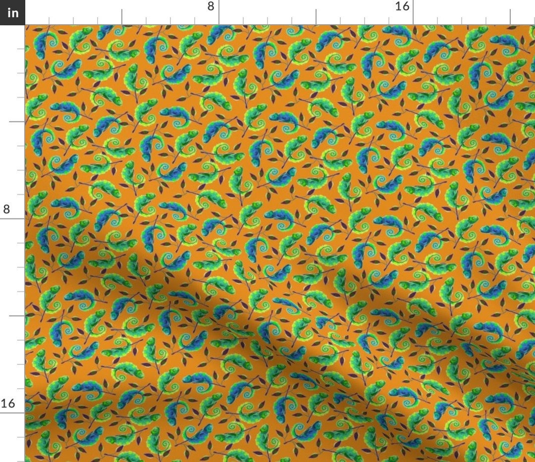 Bold Chameleon Lizard Fabric Ditzy Chameleons by - Etsy