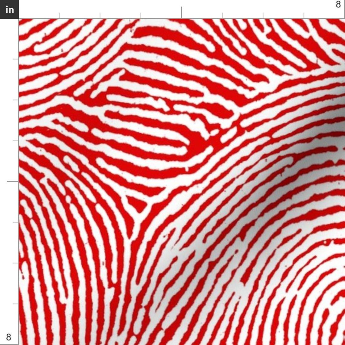Red Fingerprints Fabric - Finger Stripes by Ben Goetting - Spooky Red ...
