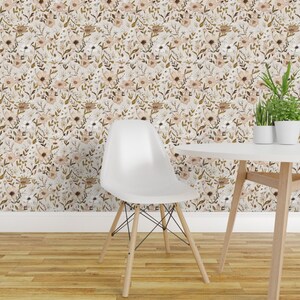 Neutral Floral Fabric Vintage-bloom 1 by Gomboc Beige Brown Flowers ...