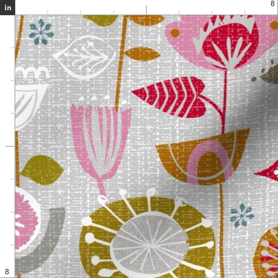 Floral Fabric - Fanciful Fifties Flowers by Ottomanbrim - Mid Century ...