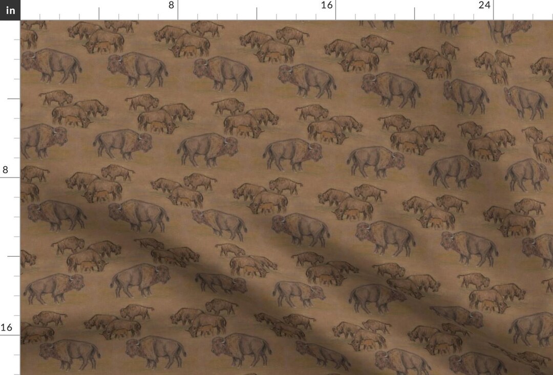 Buffalo Fabric Bison Buffalo Herd by Eclectic House Buffalo Bison Brown ...
