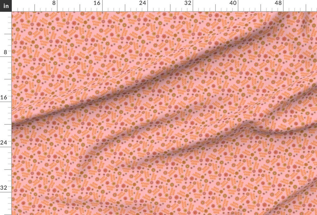 Spooky Cute Extra Wide Sateen Fabric Retro Pink Flower Halloween ...