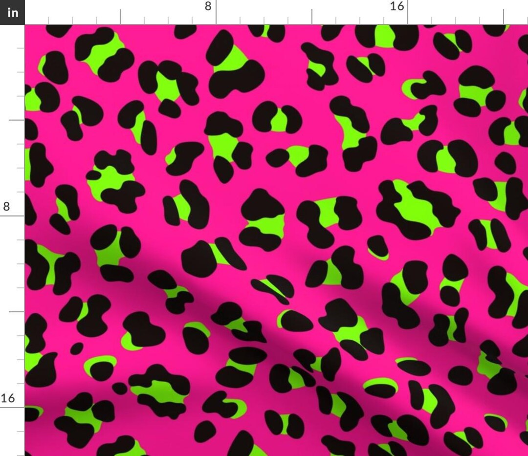 Neon Leopard Fabric Neon Pink and Lime Green Leopard Animal Print by ...