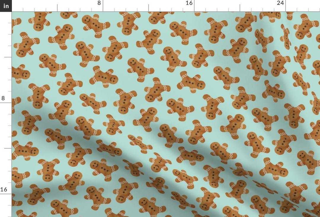Mint Gingerbread Men Fabric - Gingerbread Man Toss - Dark Mint by ...