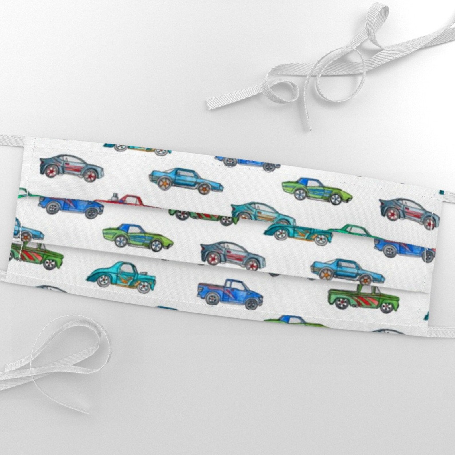 Toy Cars Fabric extra Little Toy Cars in Watercolor on Clean - Etsy