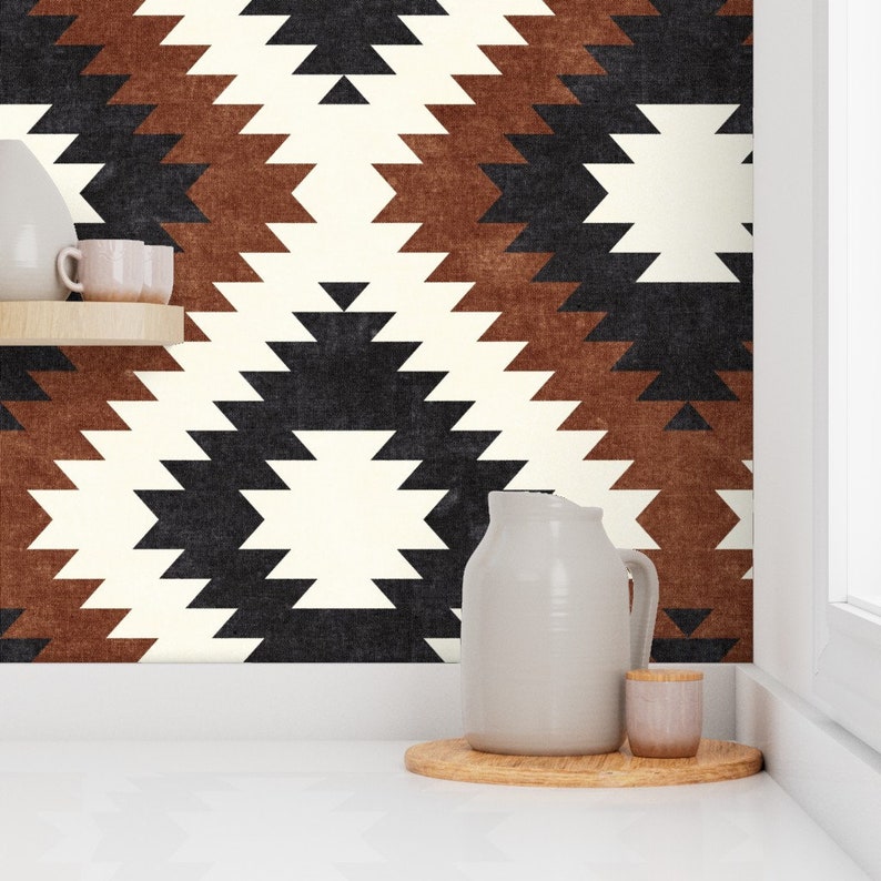 Southwestern Wallpaper Aztec Neutrals by Littlearrowdecor - Etsy
