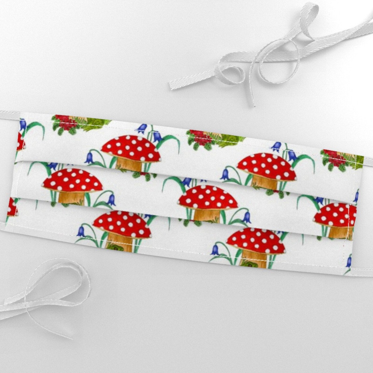 Toad Stools Fabric Frog Finds Shelter by Linsart Toad | Etsy