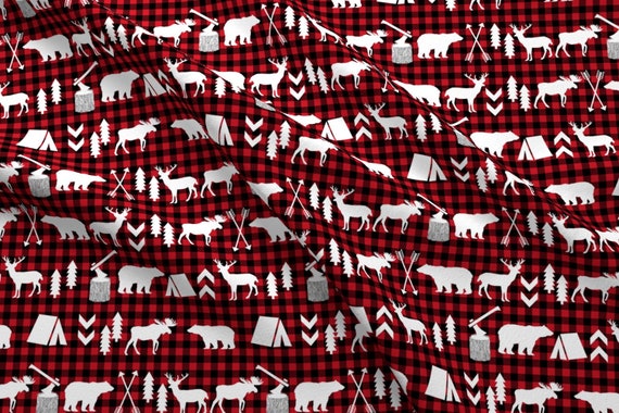 Buffalo Plaid Fabric Buffalo Plaid Woodland Christmas Winter | Etsy