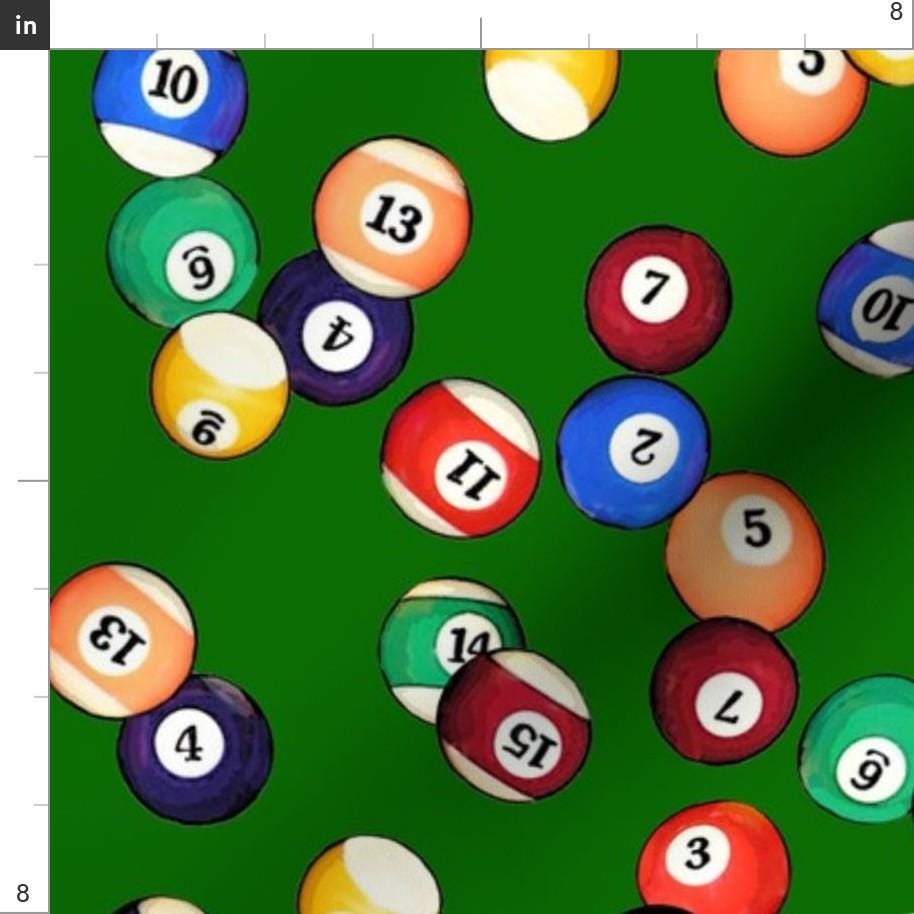 Pool Fabric - Billiard Balls on Felt // Large by Thinlinetextiles ...
