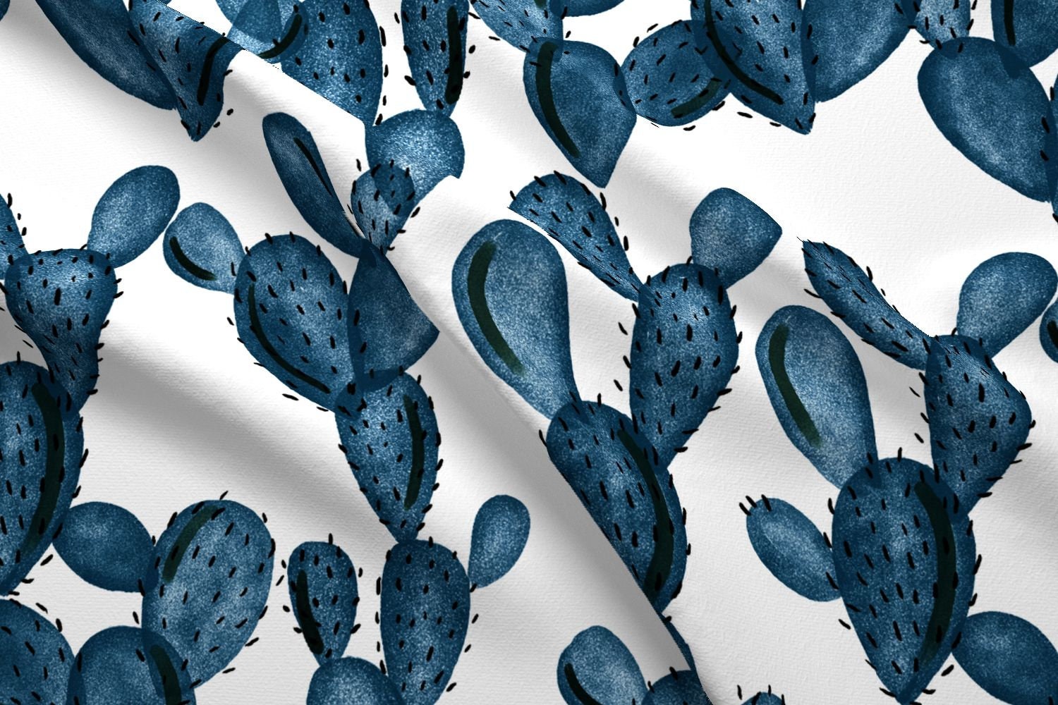 Navy Cactus Fabric Dark Blue Southwestern Boho Arizona | Etsy