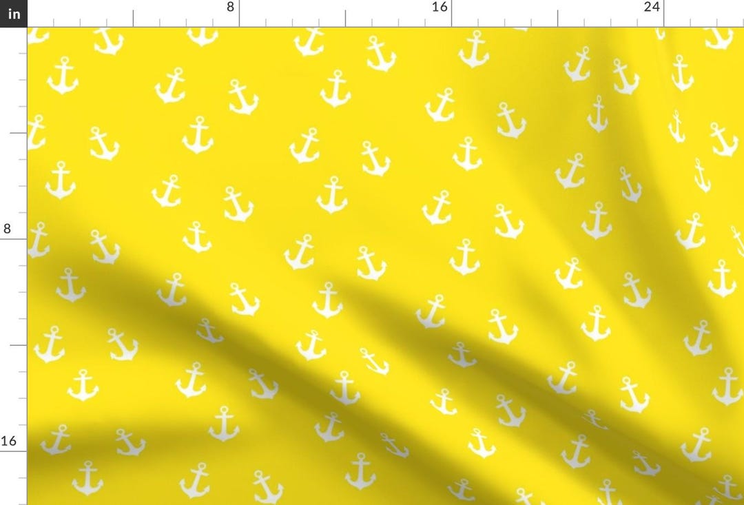 Yellow Anchor Fabric - Anchors on Yellow by Modfox - Yellow Nautical ...