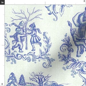 Holiday Traditions Fabric Christmas Toile in Blue by Aaron - Etsy