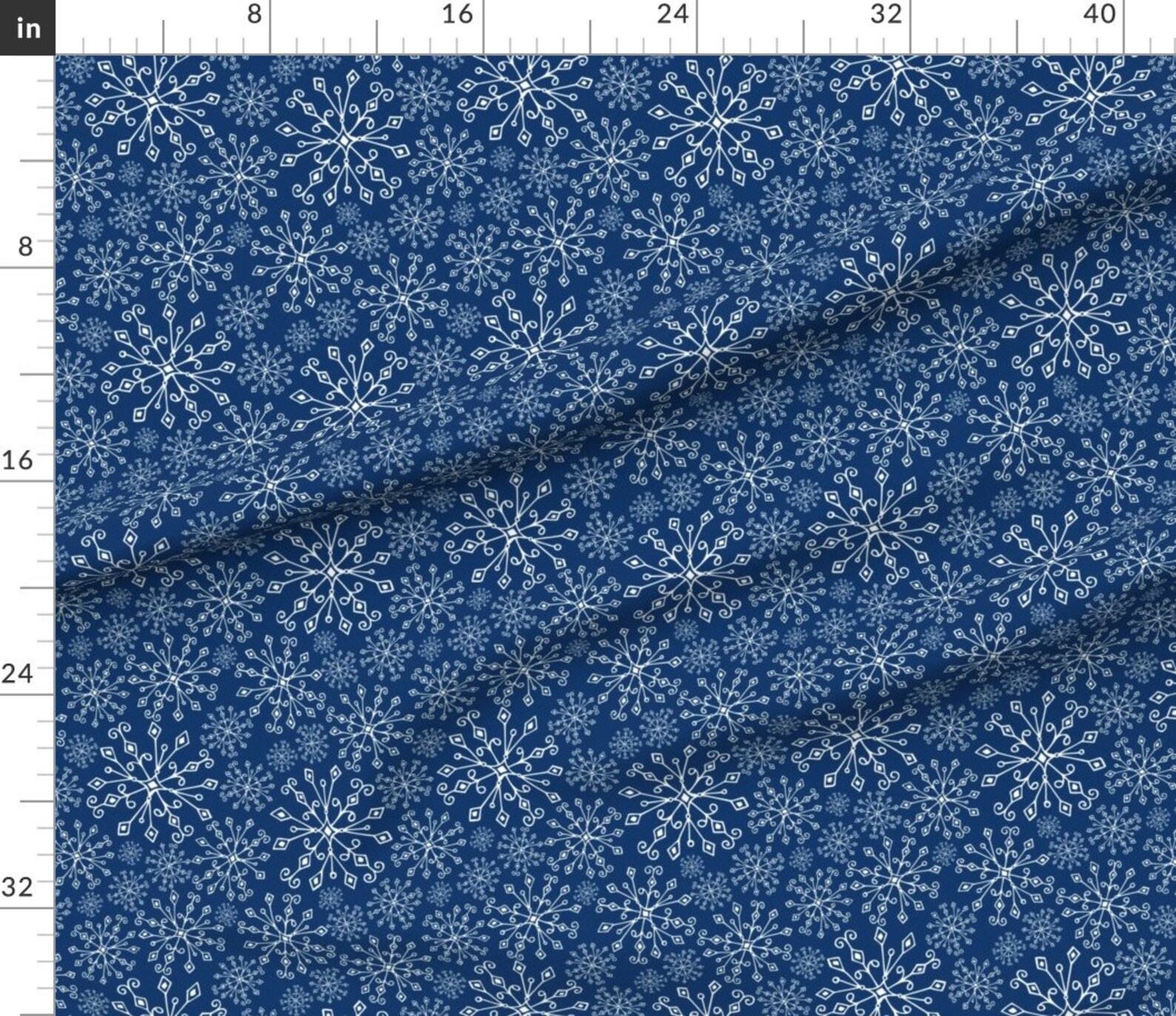 Snow Fabric Frost Snowflakes Christmas Navy Blue by - Etsy