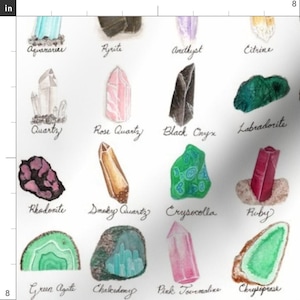 Crystal Fabric- Healing Crystals Gem Stone & Mineral Watercolor by ...