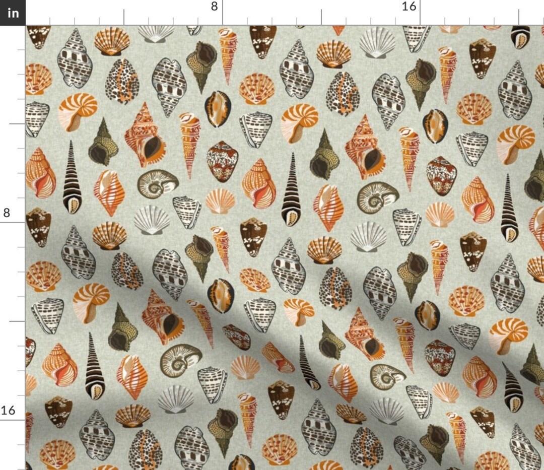 Shell Fabric Seashells Beach Summer Mint Ocean Water Sea - Etsy