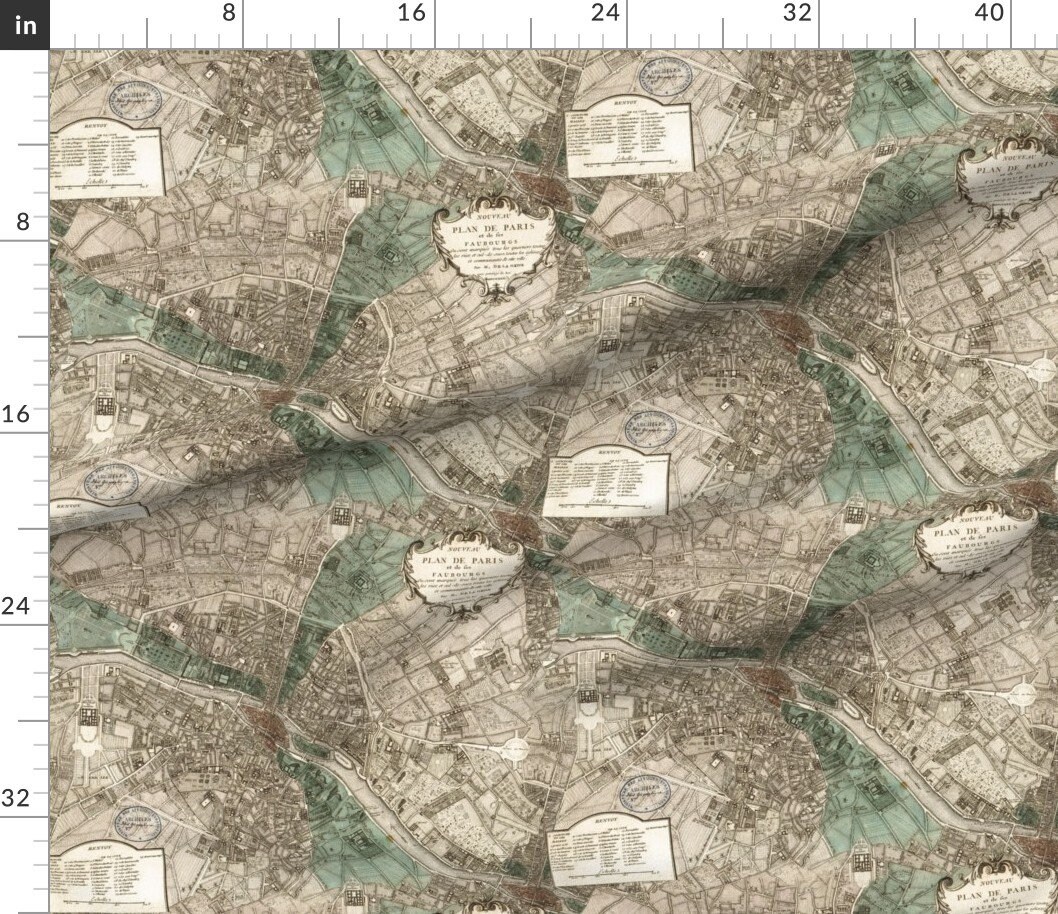 Paris Map Fabric Plan De Paris by Peacoquettedesigns | Etsy