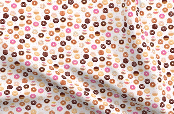 Pink Donut Fabric Donuts Medium Scale By Stolenpencil Kids | Etsy