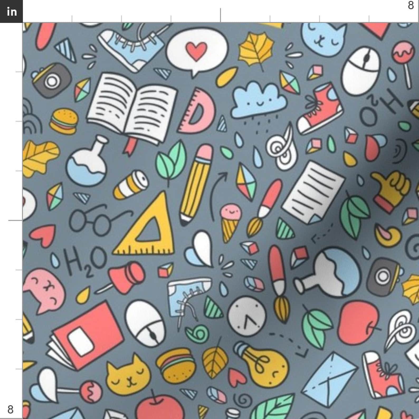 School Supplies Fabric School Pattern 2 by Kostolom3000 - Etsy